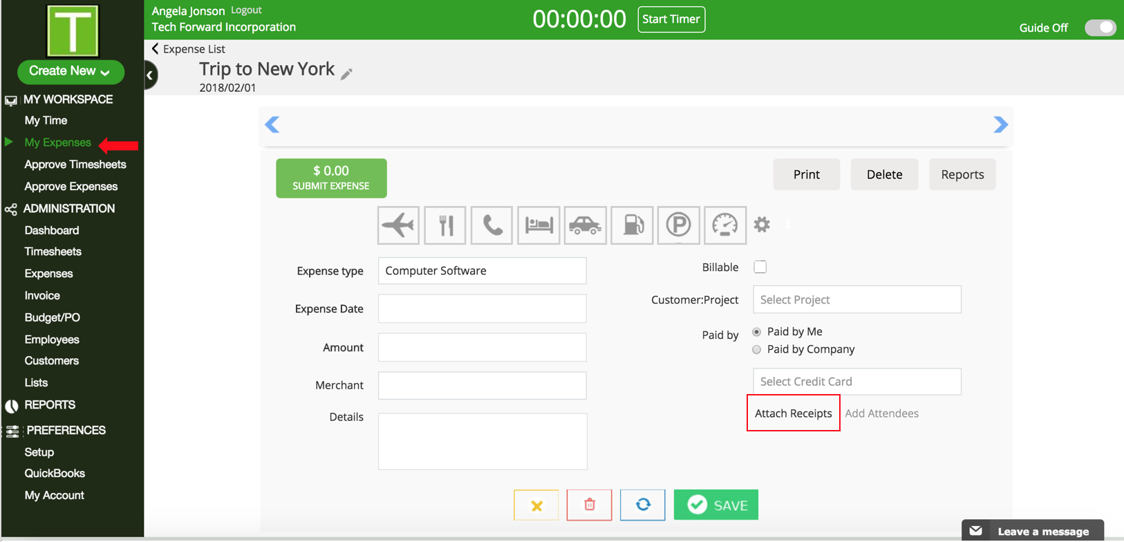 How do I attach receipts to expenses? – TimeRewards Help Desk